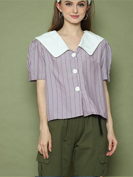 Cottage Collar Stripe Shirt - Origin Fashion