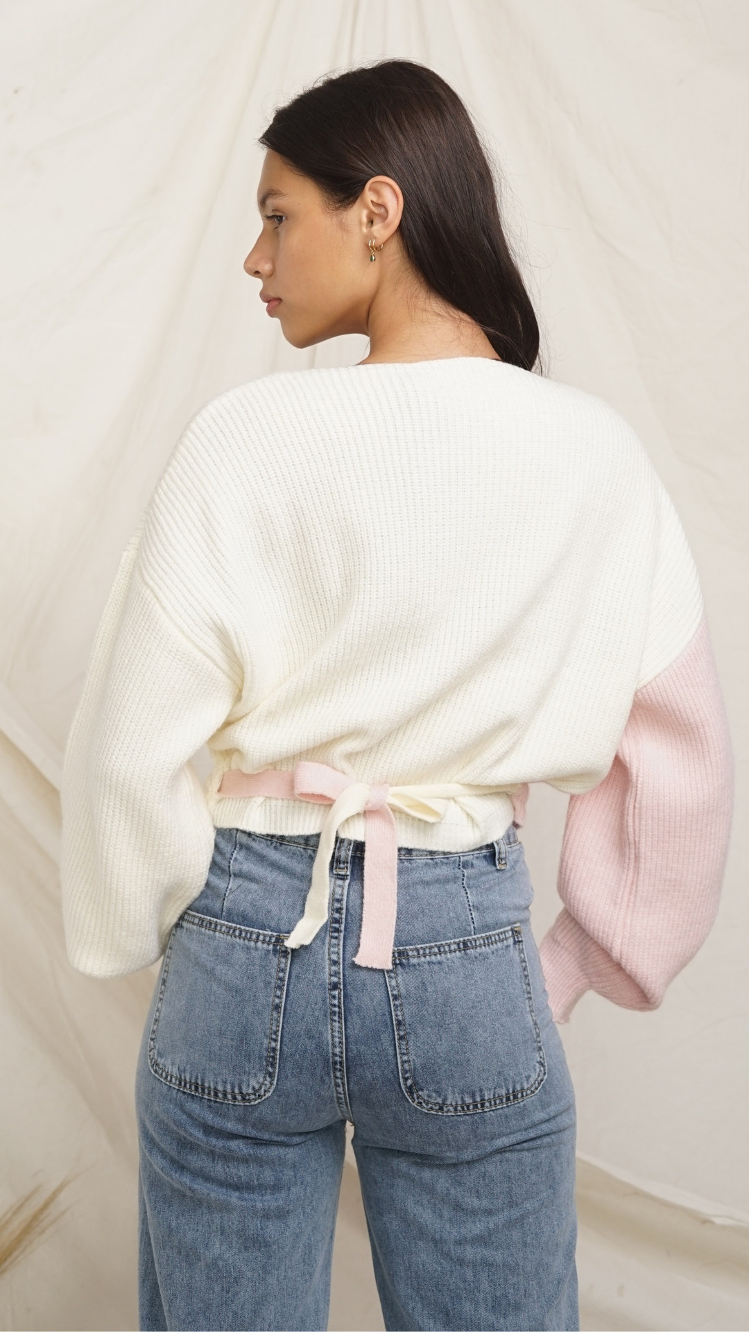 Overlap 2 Tones Knitted Top - Origin Fashion