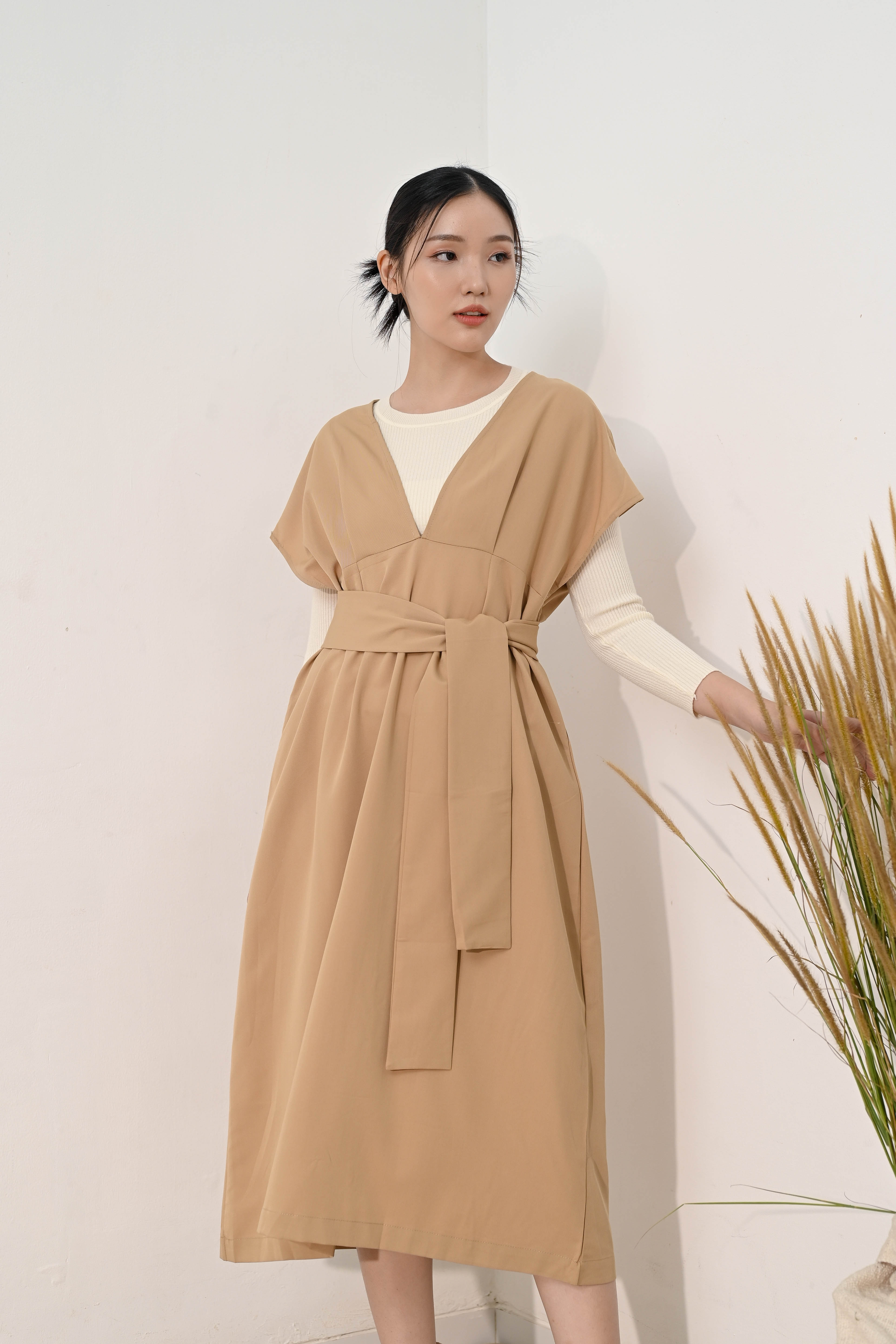 Suzy Dress With Ribbon Belt - Origin Fashion