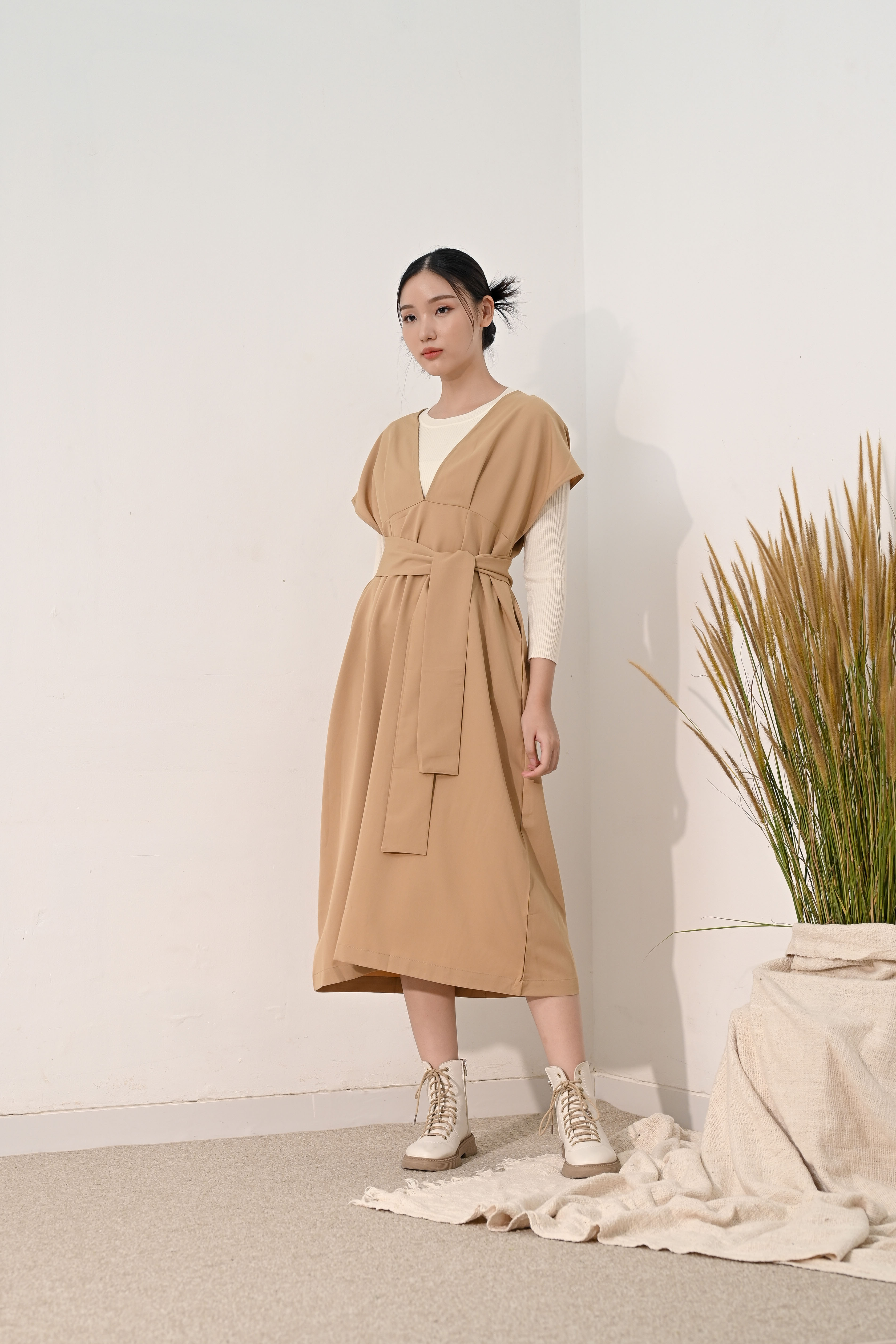 Suzy Dress With Ribbon Belt - Origin Fashion