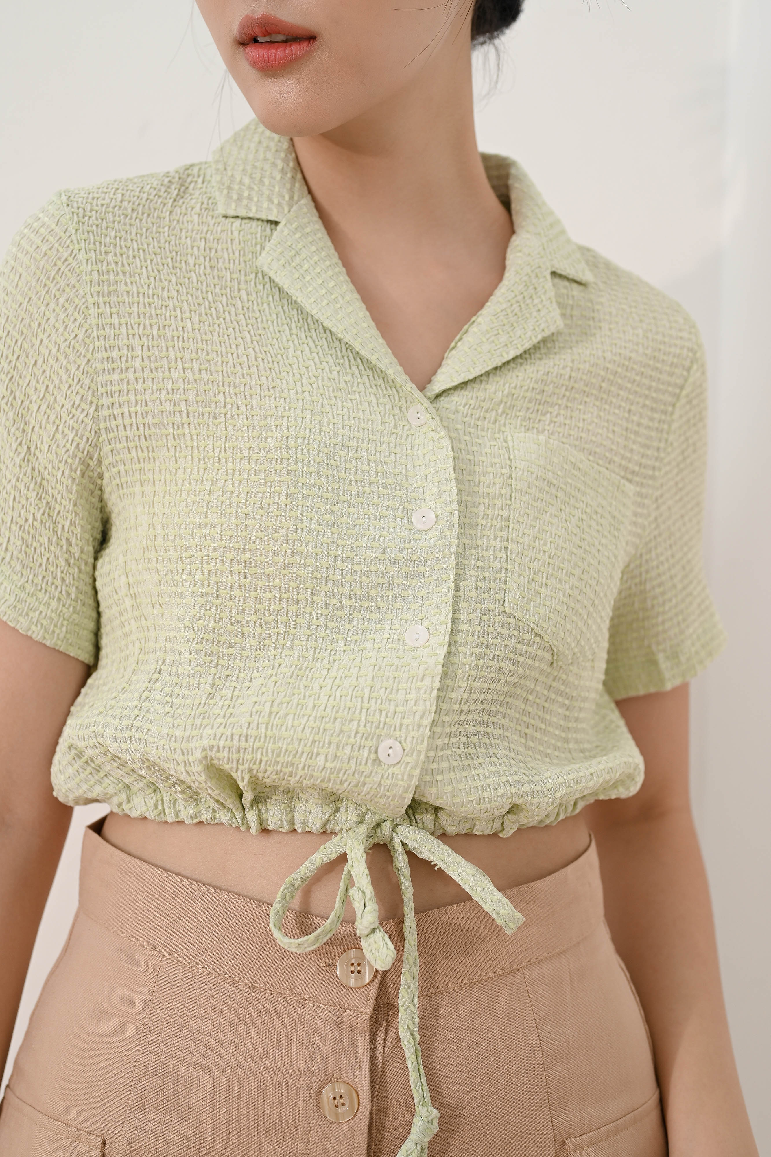 Olive Drawstring Shirt - Origin Fashion