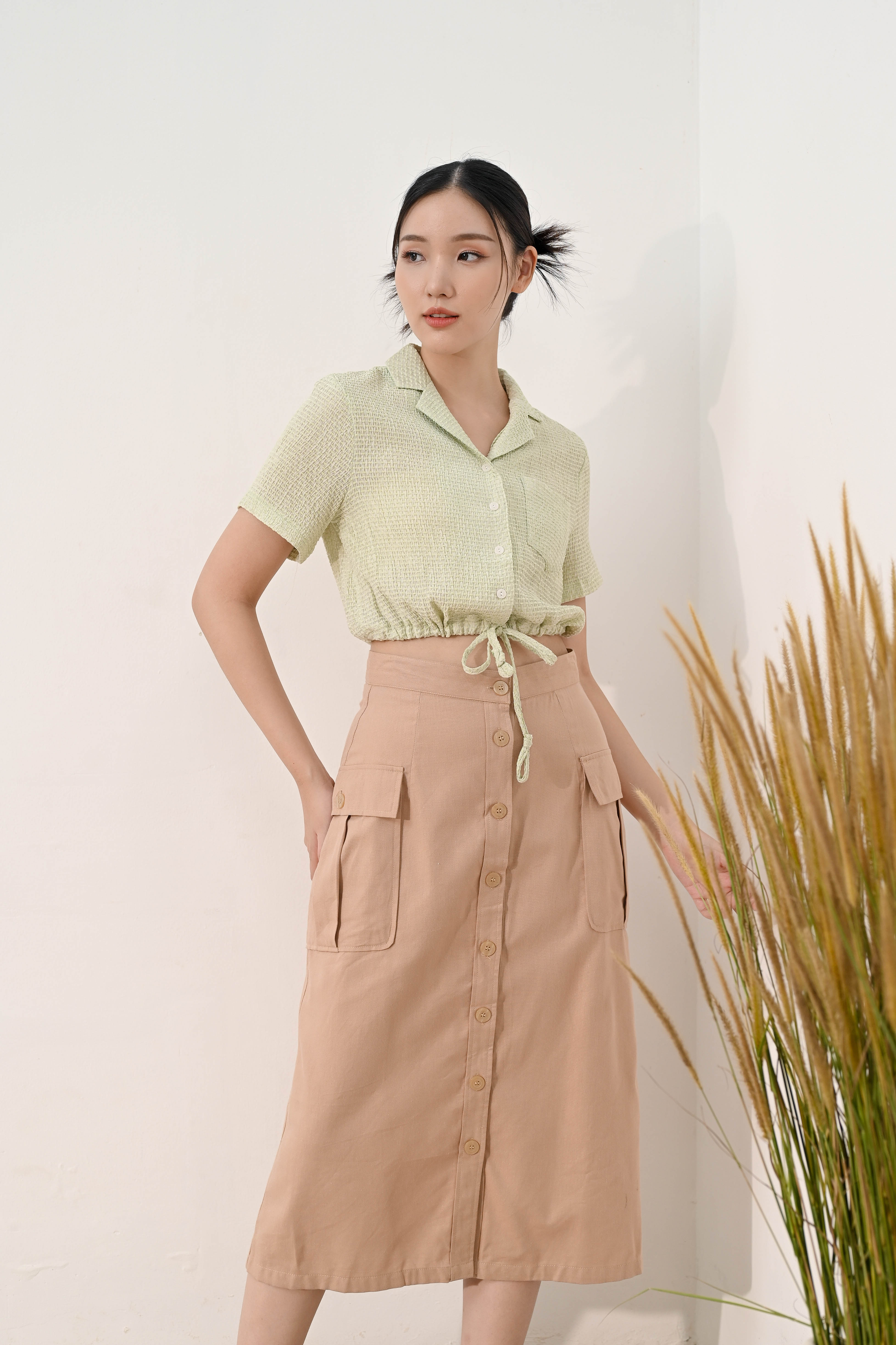 Olive Drawstring Shirt - Origin Fashion