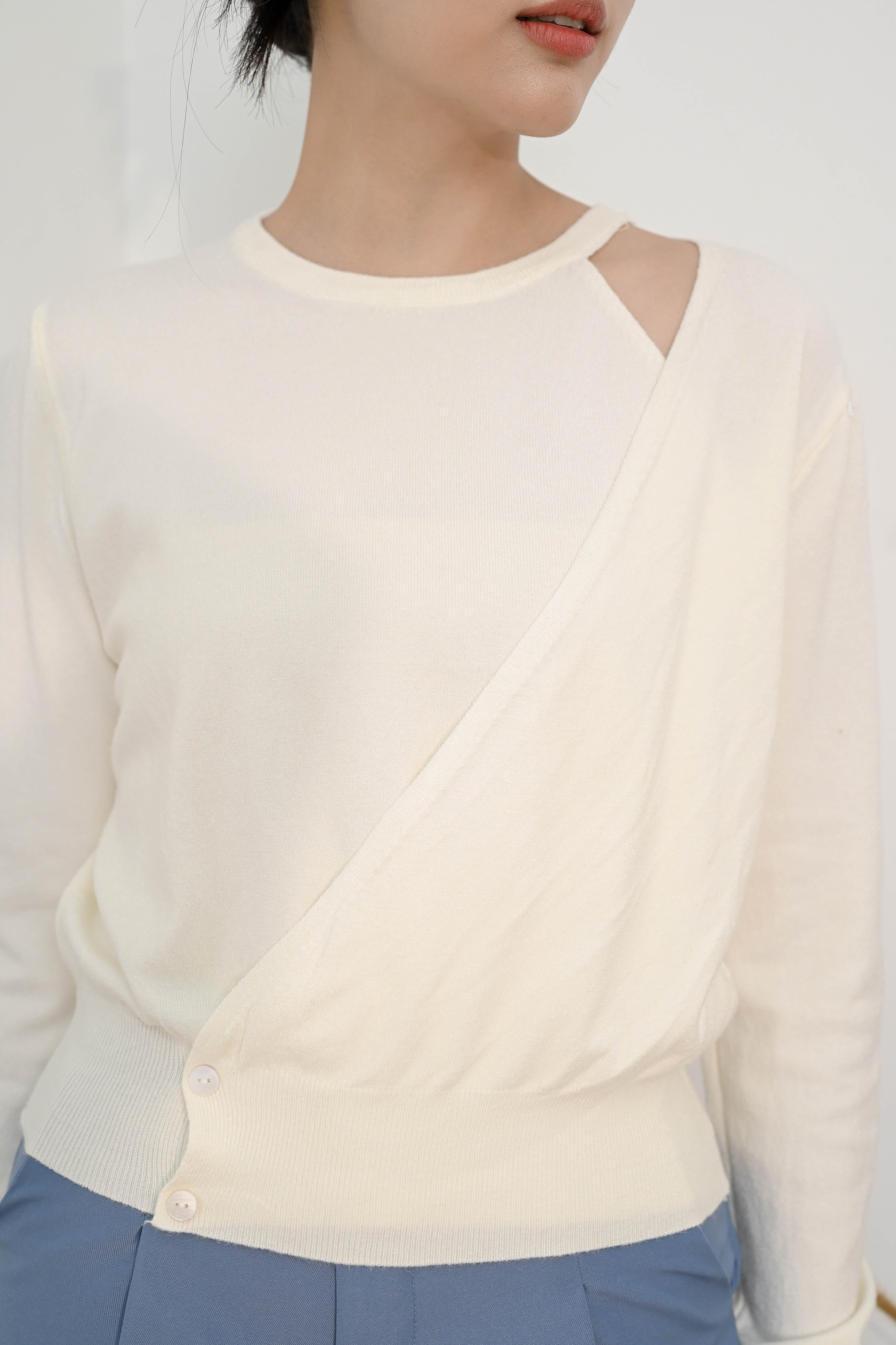Aline One Button Knit Top - Origin Fashion