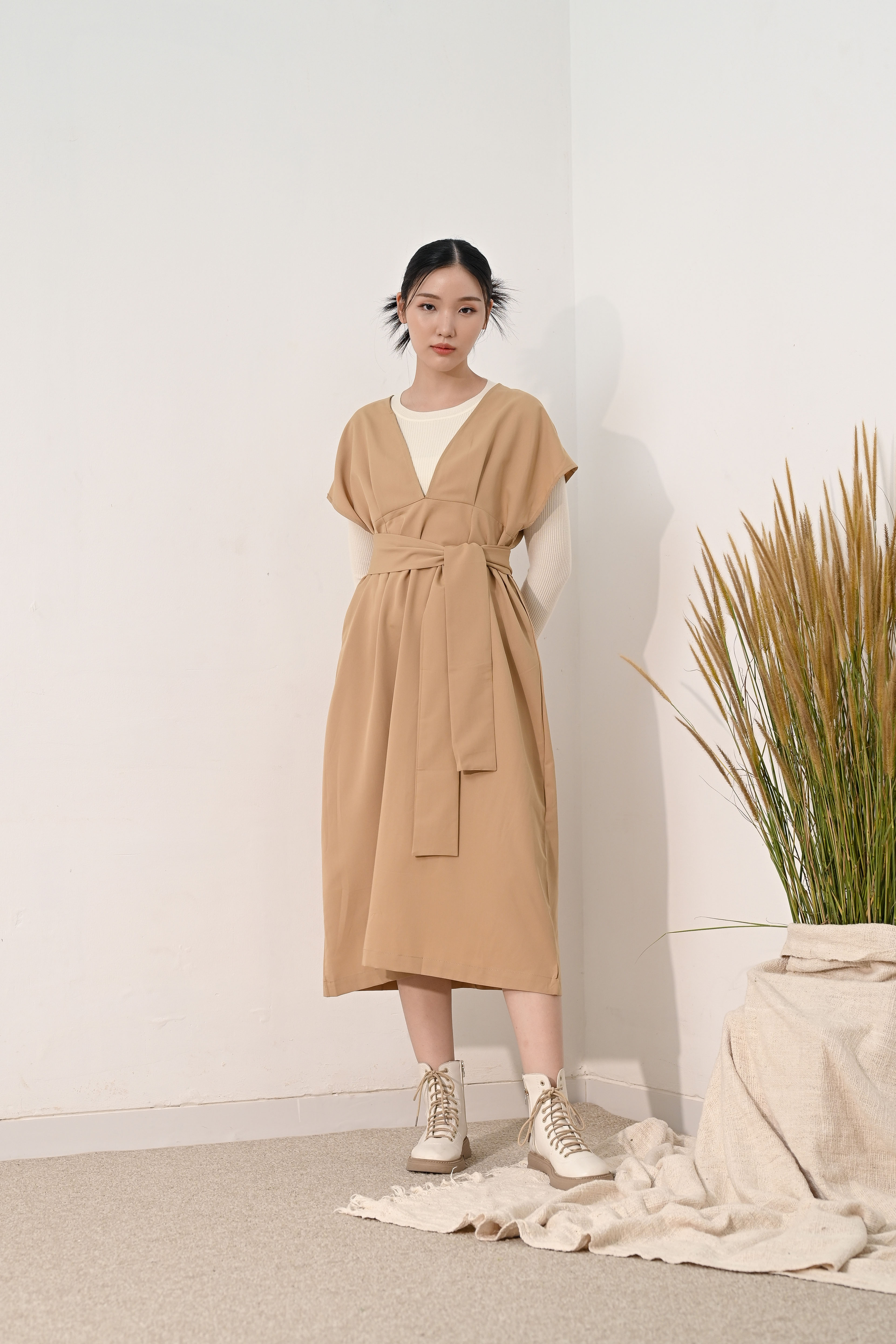 Suzy Dress With Ribbon Belt - Origin Fashion